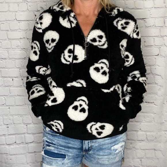 Tops | Skeleton Quarter Zip Fleece Pullover | Poshmark